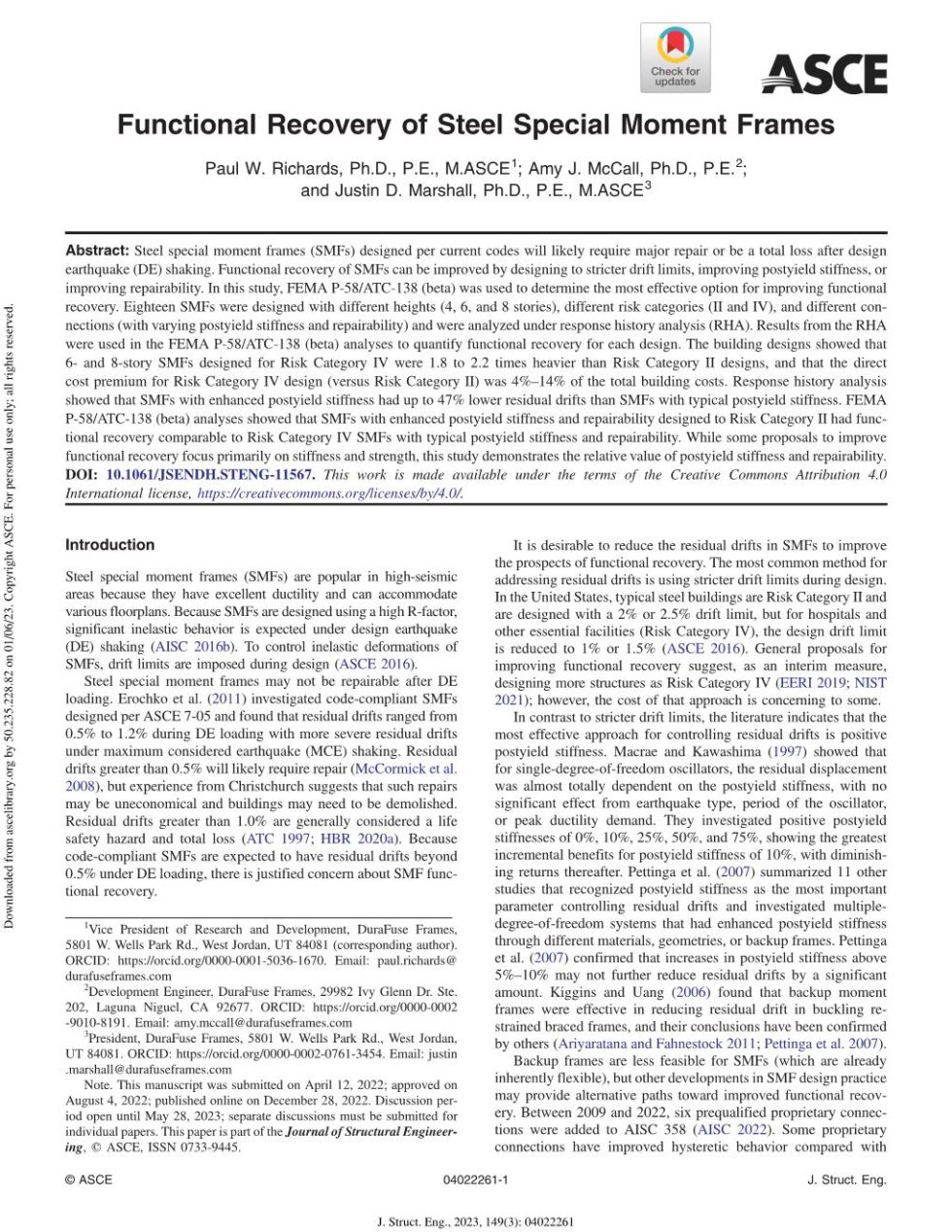 Refereed Journal Articles - DuraFuse Frames